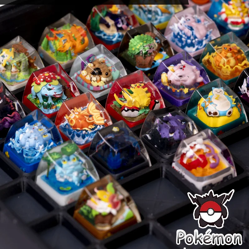 Bonito Kawaii Pokemon Resina Keycaps Cartoon Bonito Pikachu Koda Pato ...