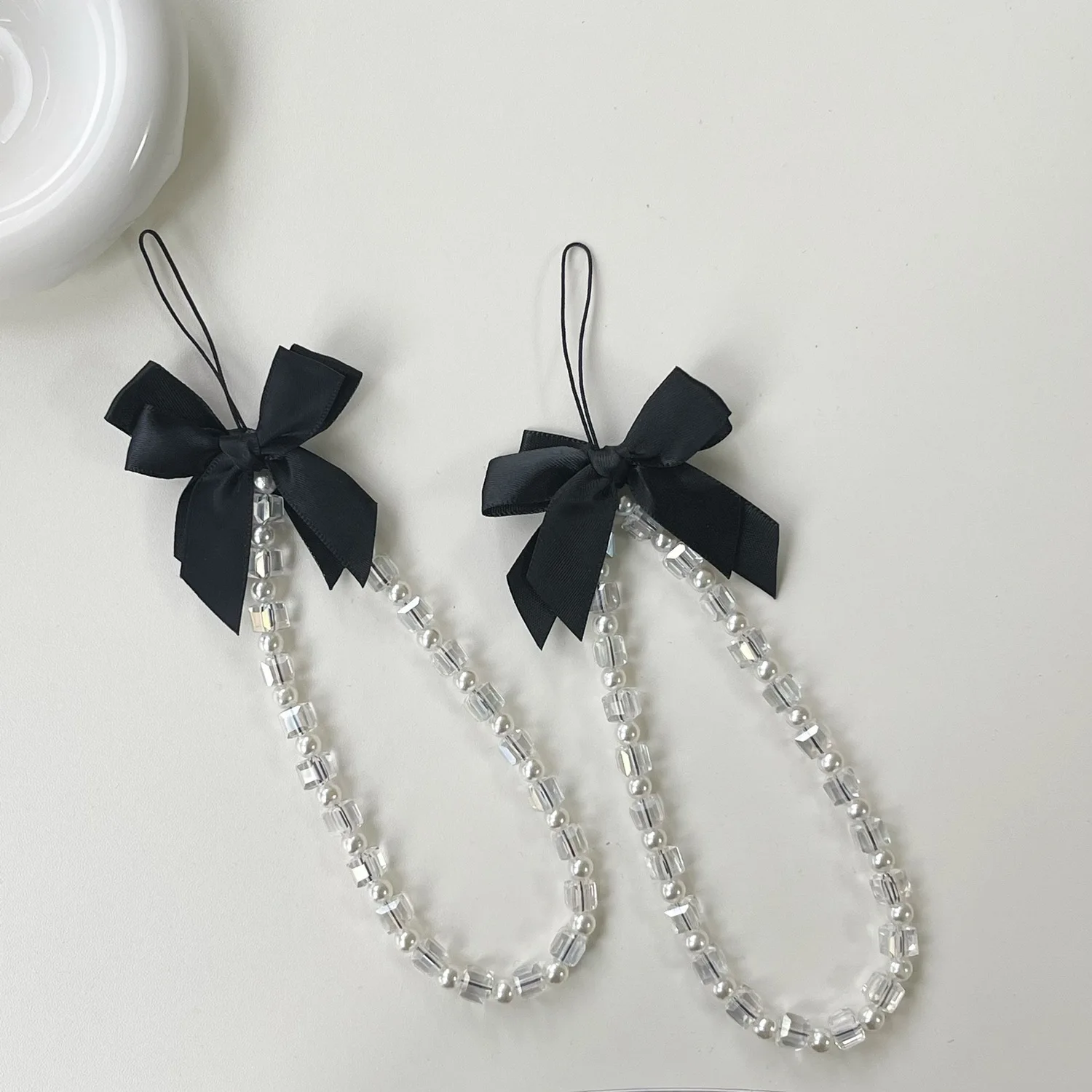 Korean Crystal Cute Bow Mobile Phone Chain Luxurious Hand -handed Bead ...