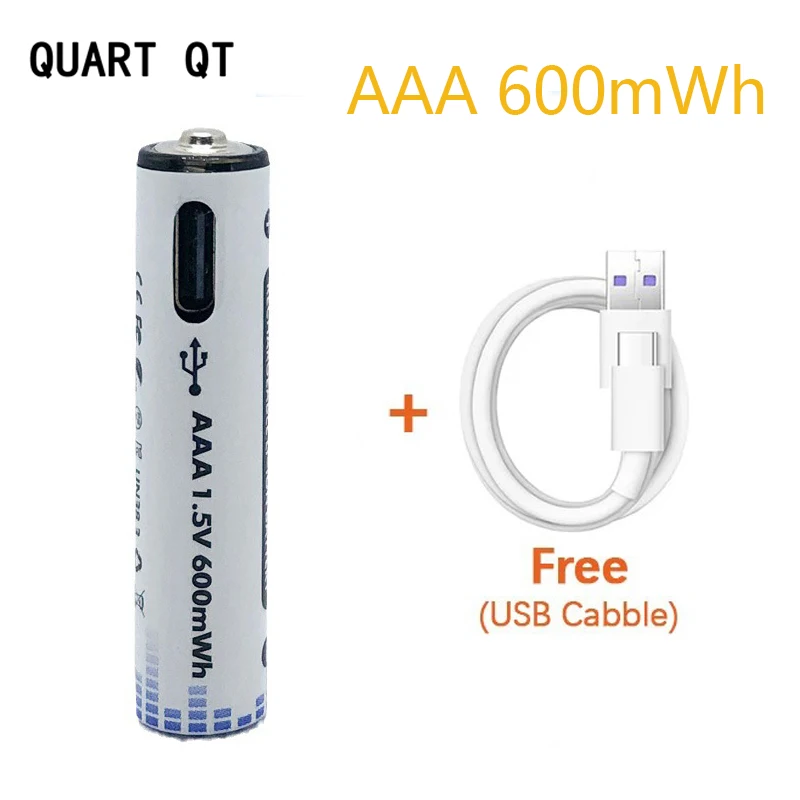 QUART-QT-AAA-rechargeable-lithium-battery-USB-rechargeable-battery-600mWh-for-led-light-toy ...