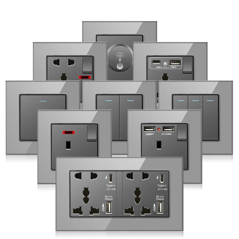 Universal-18W-Type-C-Quick-charge-Dual-Power-Outlet-220V-Electrical ...