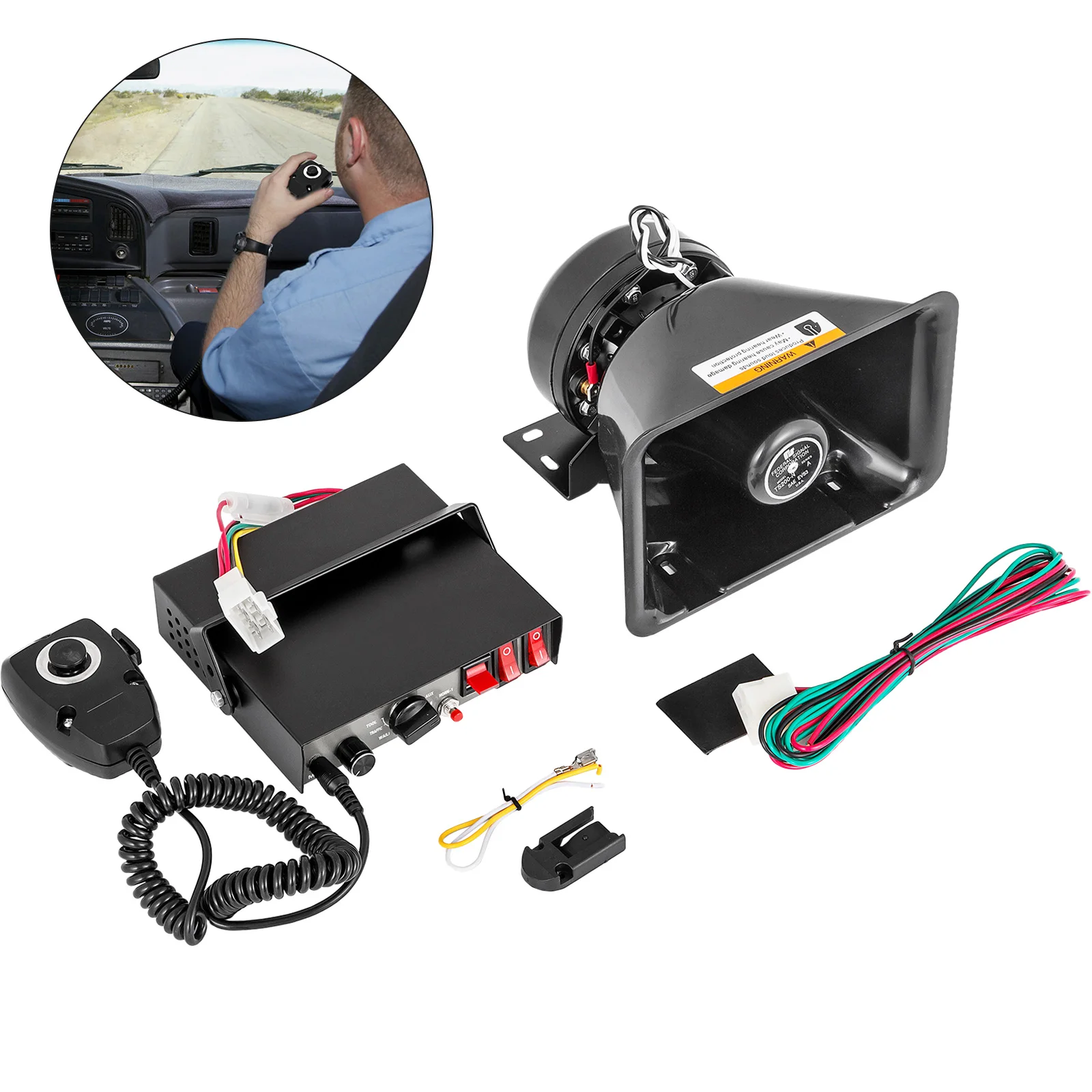 SucceBuy 100/ 200W 12V DC Car Alarm Professional PA System 8 Kinds of ...