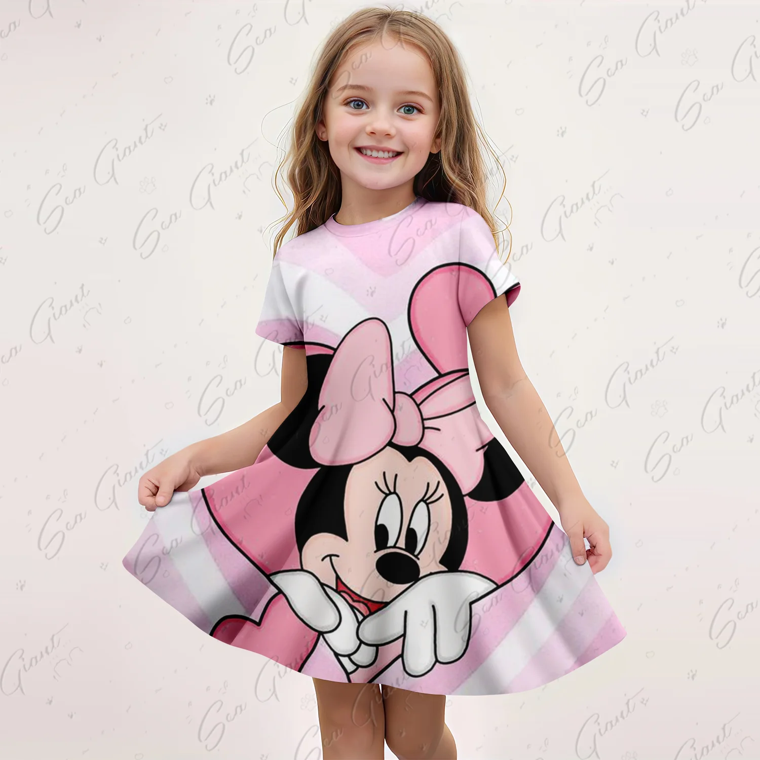 New-MINISO-Minnie-Mouse-Children-s-Clothing-Short-Sleeve-Dress-Girls ...