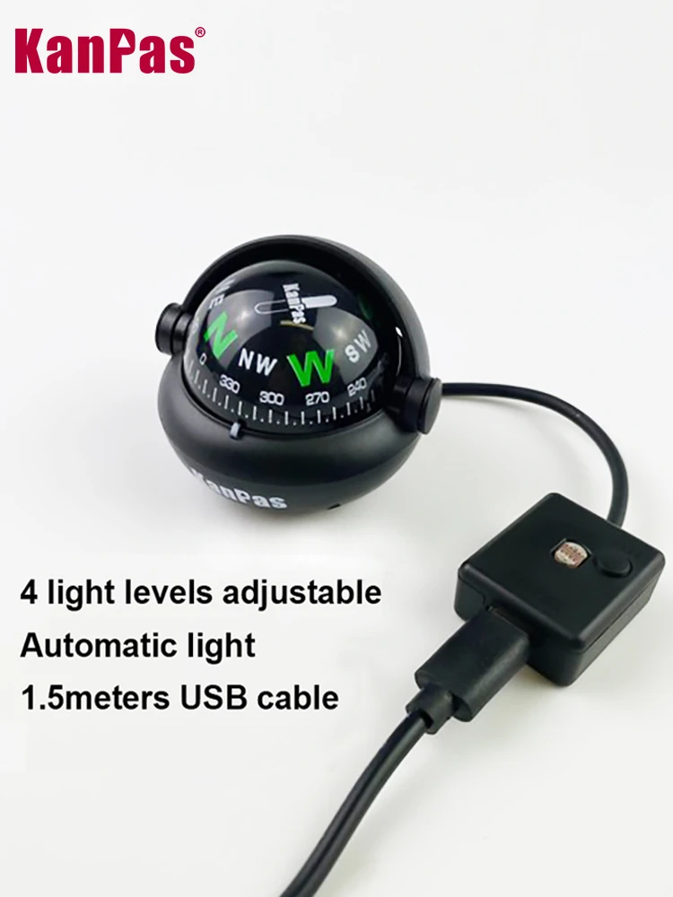 KANPAS compass for car / Dashboard compass ball / Compass boat / Compass led