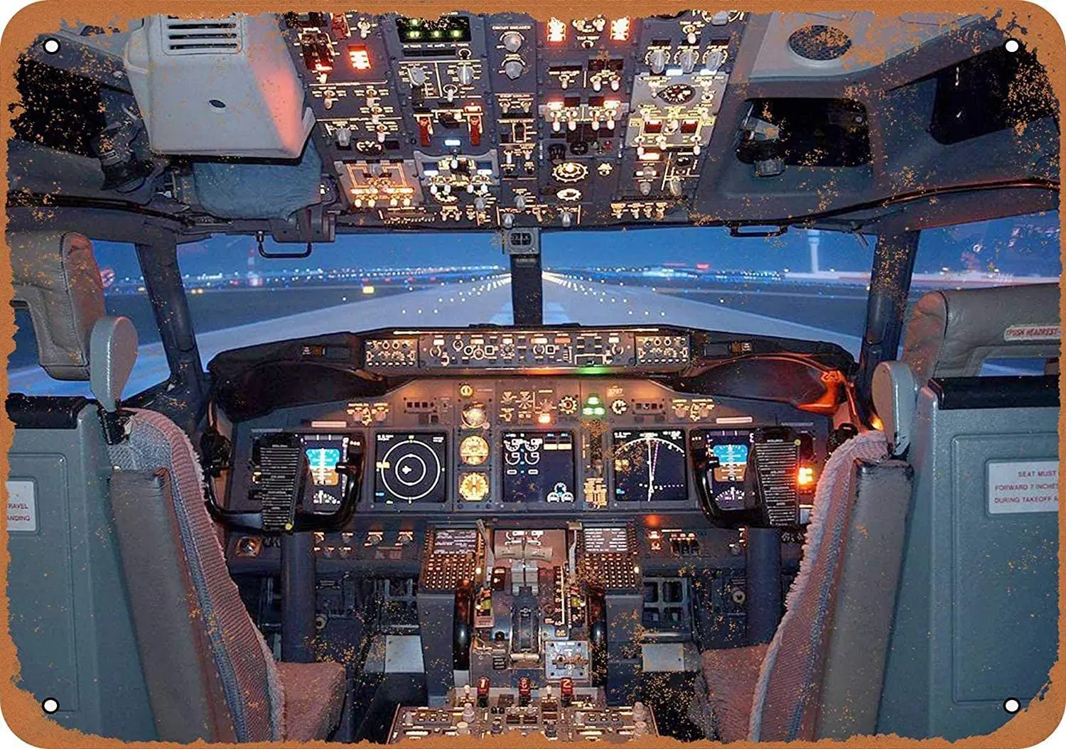 Airplane-Art-Boeing-737-Cockpit-Tin-Wall-Sign-The-Art-Iron-Painting ...