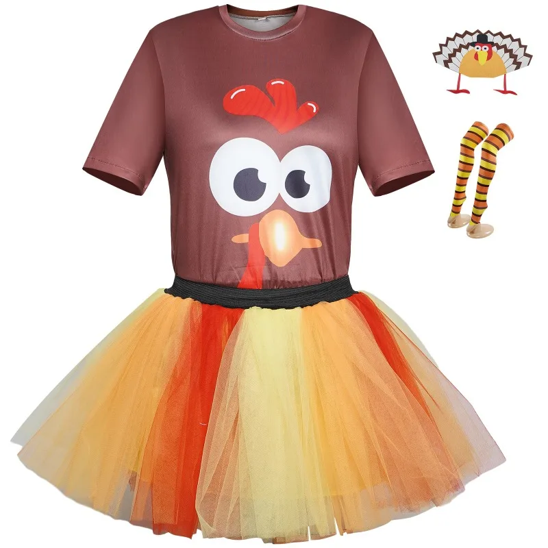 Thanksgiving Turkey Costume Chicken Cosplay Tutu Dress Top Skirt ...