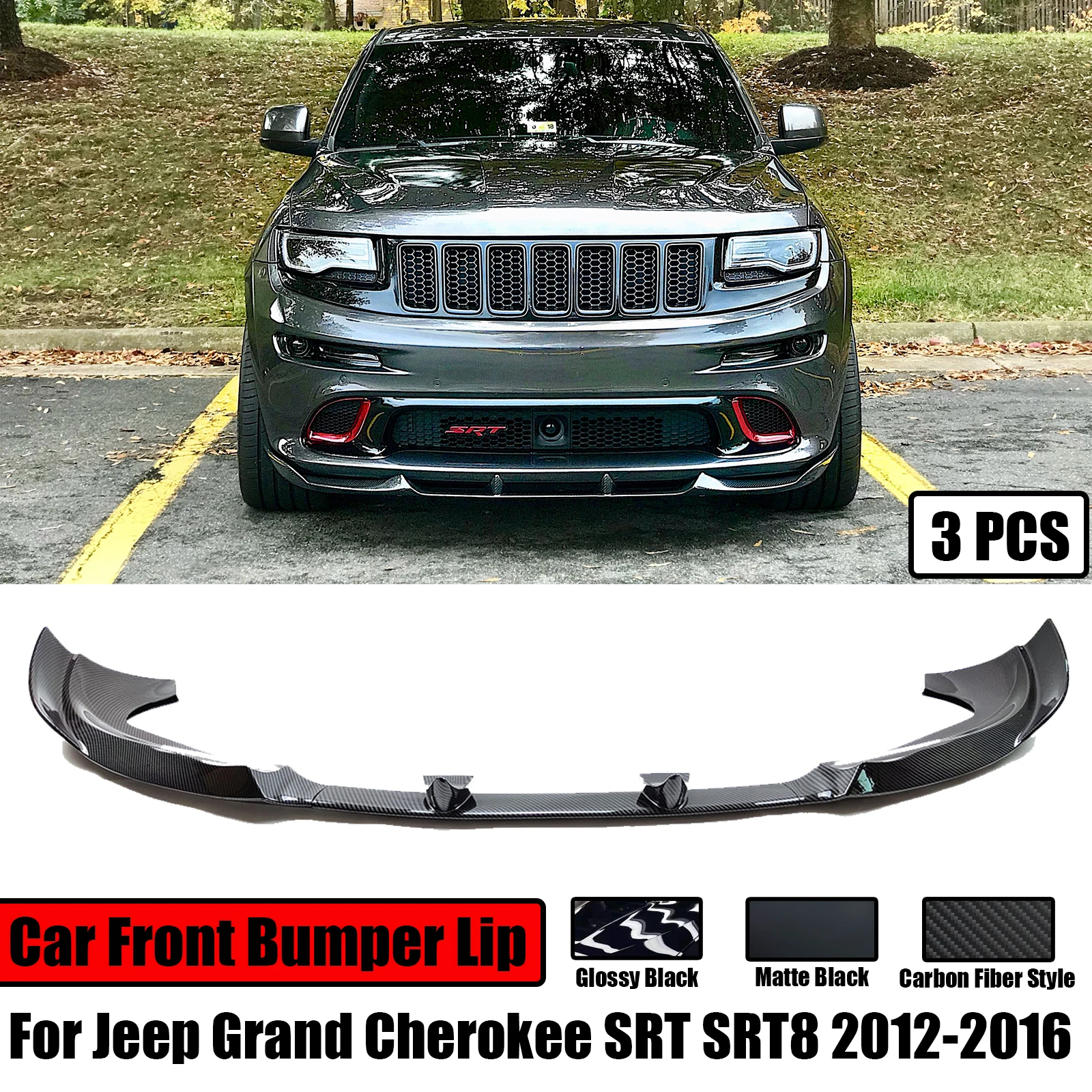 3PCS For Jeep Grand Cherokee SRT 2012 -2016 SRT8 Car Front Bumper Lip ...