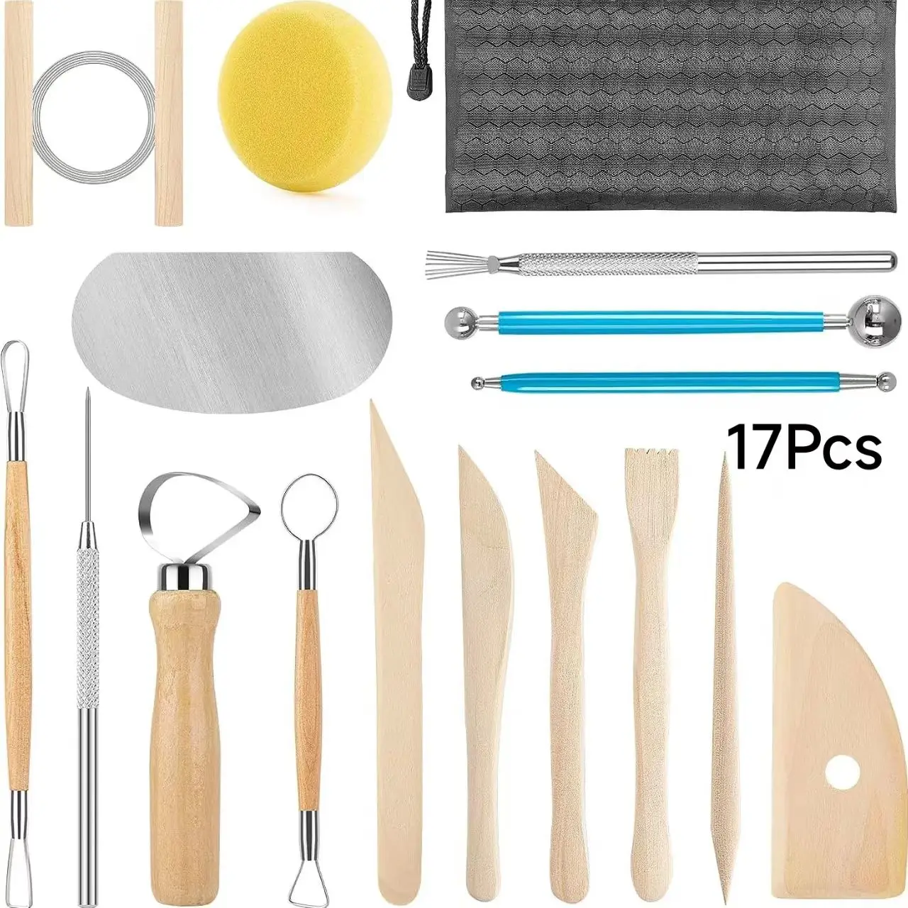 17pcs-Pottery-Sculpting-Tools-Set-Ceramic-Detail-texture-Shaping-Blade ...