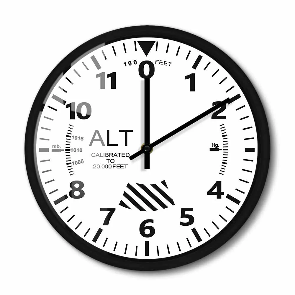Aviation Airplane Altimeter Metal Frame Wall Clock Modern Home Decor ...