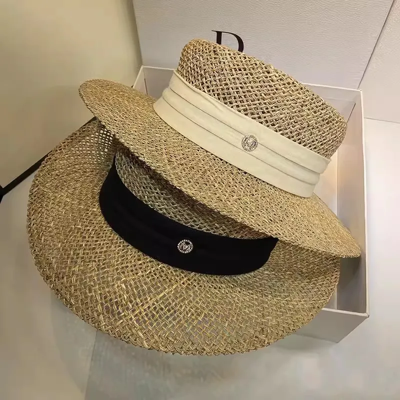 French-straw-hat-summer-sun-hat-tri-fold-with-letter-accessories-beach ...