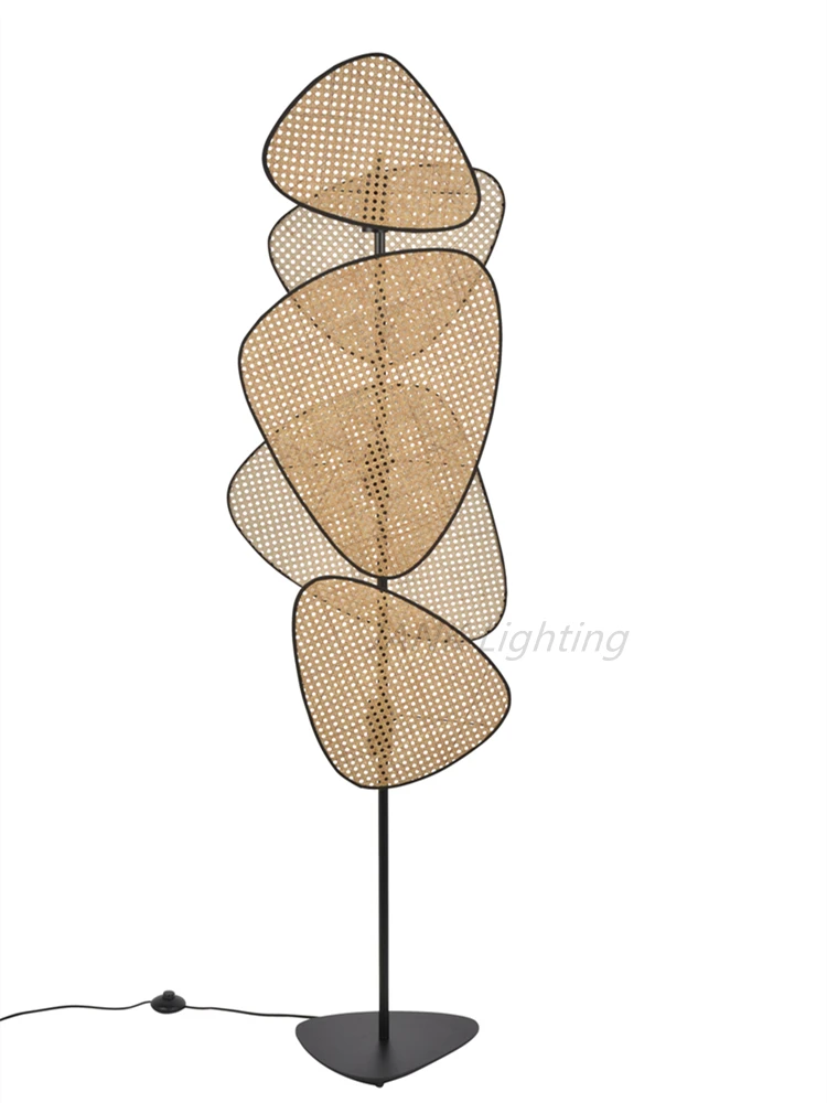 French-Designer-Knitting-Rattan-Screen-Floor-lamp-For-Living-Room ...