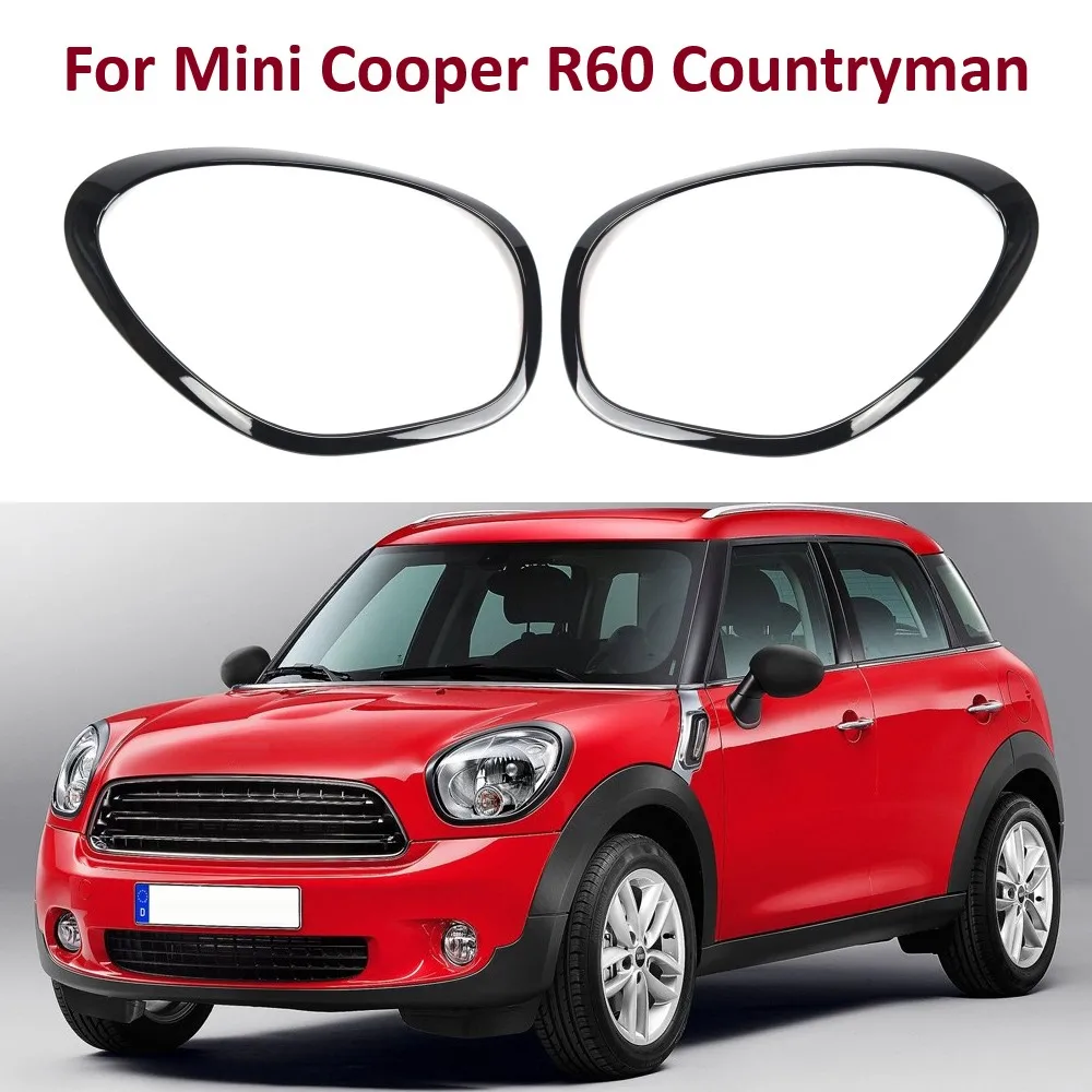 1 Pair Gloss Black Car Headlight Ring Bezel Trim Surround Cover Fit For ...