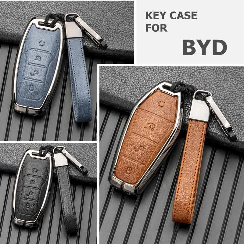 Key Case Cover For Byd Song Qin Han Ev Tang Dm Pro Leather Metal Holder ...