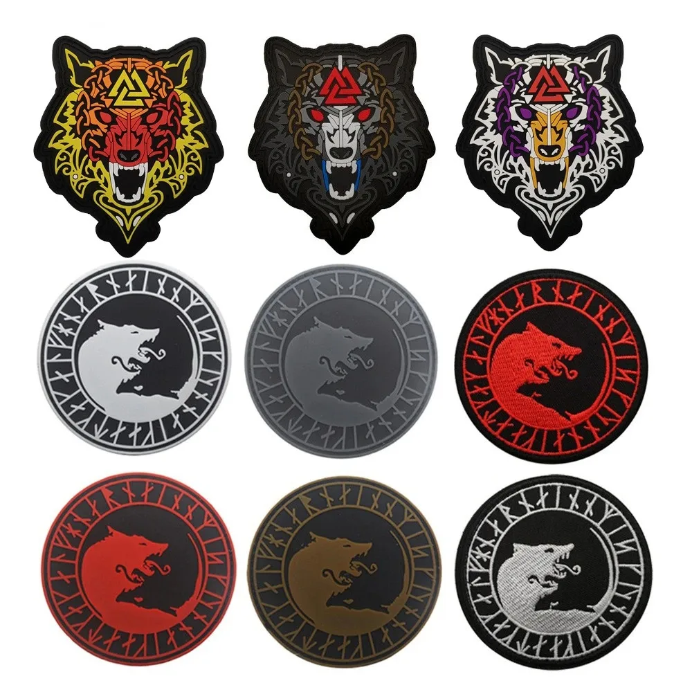 Viking-Wolf-of-Odin-Valknut-Wolf-PVC-Patches-Military-wolf-patches-tactical-army-badges-armband ...
