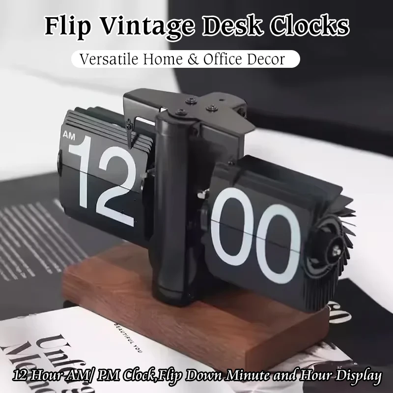 Flip Clock Vintage Desk Clocks Retro Flip Down Clocks-Battery Powered ...