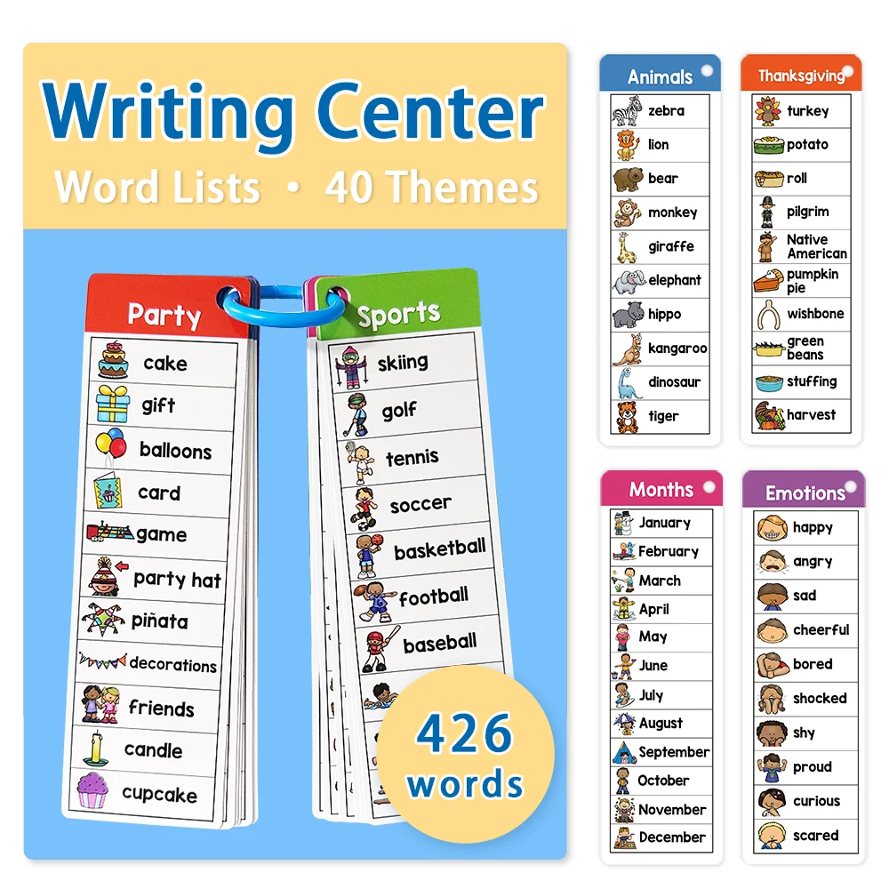 40-Themes-Writing-Center-Word-Lists-Cards-Sight-Words-Vocabulary ...