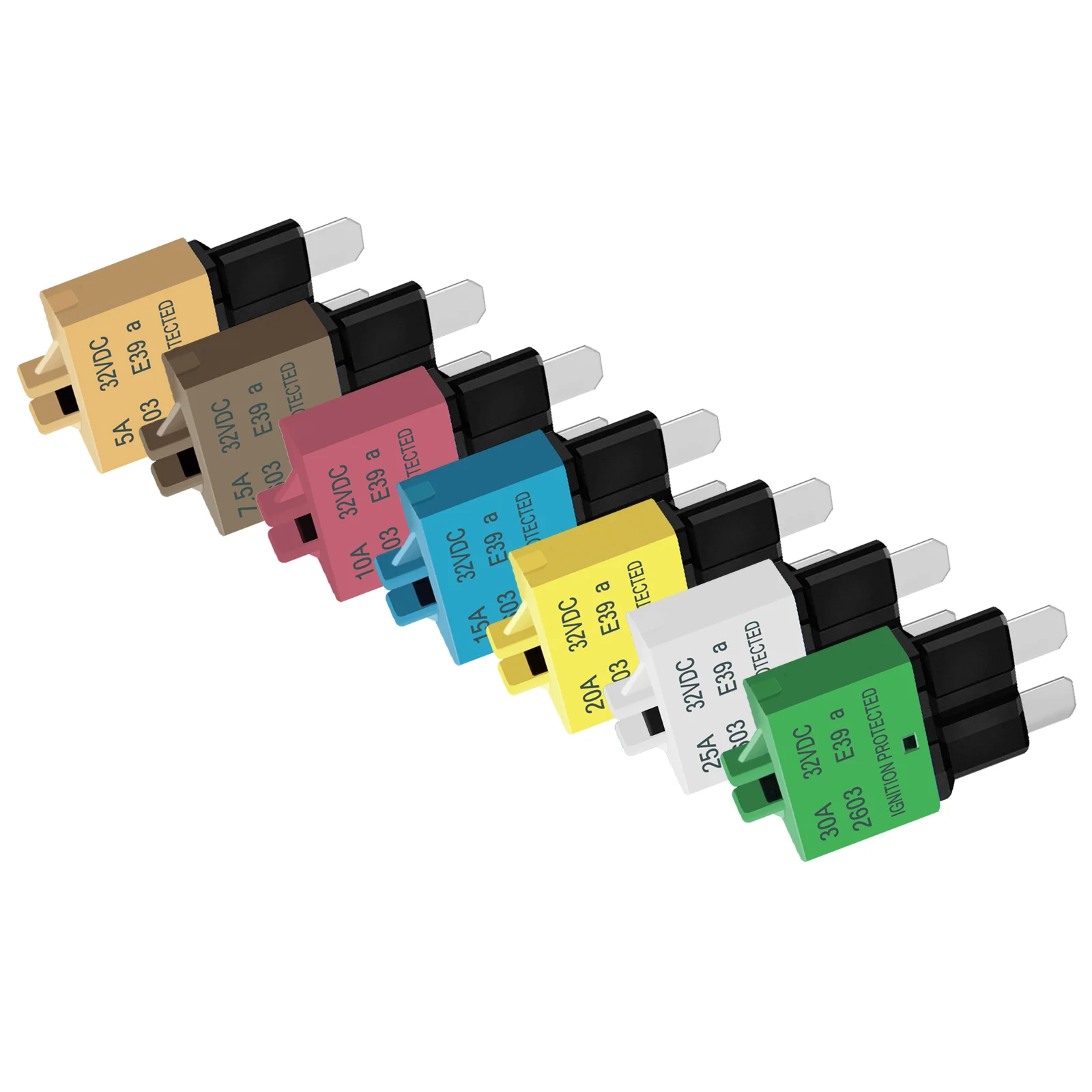Manual Reset 32V Automotive Blade Fuse Circuit Breaker 5A to 30A Push ...