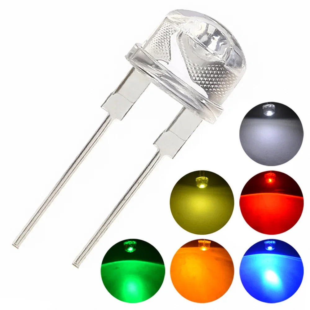 50Pcs-8mm-Straw-Hat-Lamp-Bead-LED-White-Red-Yellow-Blue-Green-Super ...