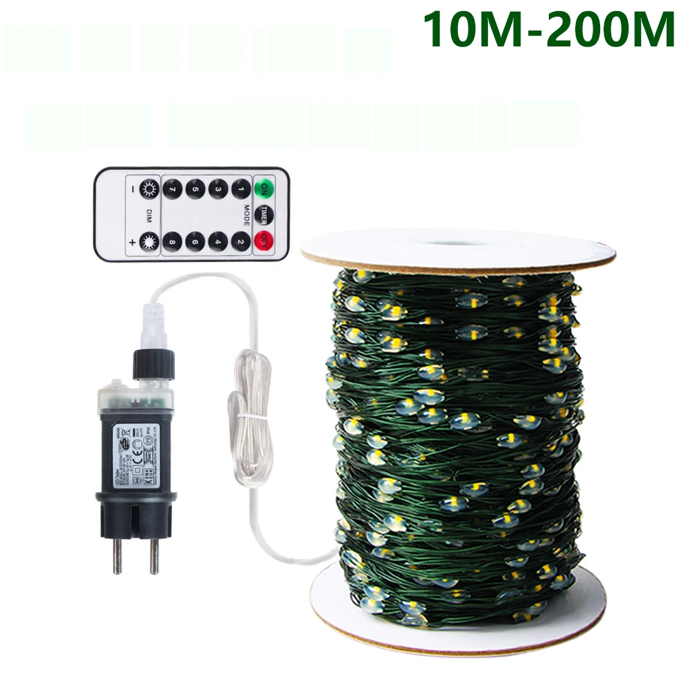 100M-LED-String-Lights-Green-Wire-Fairy-Lights-Garland-for-Outdoor-Home ...