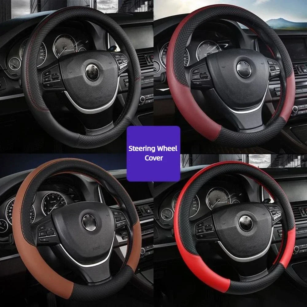 38cm Steering Wheel Cover PU Leather Anti Slip Steer Wheel Protector ...