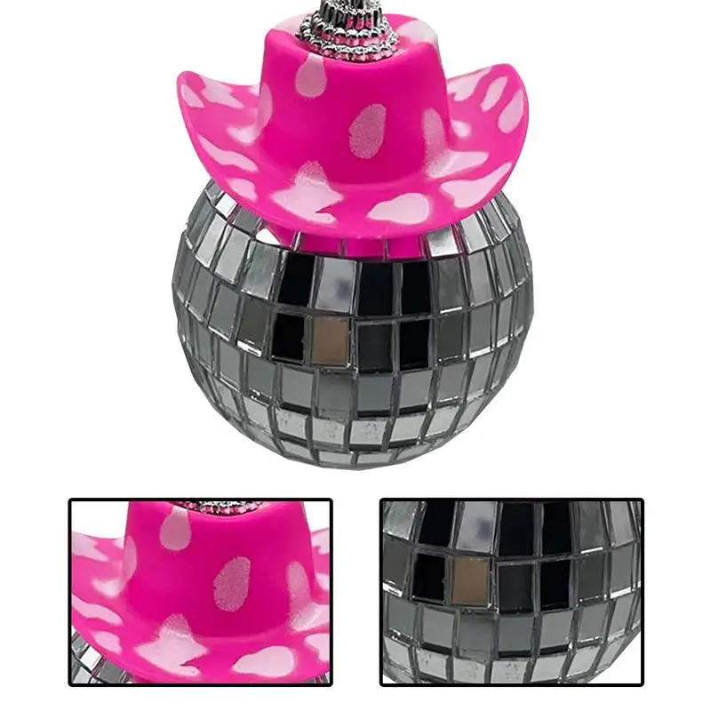 Cowgirl CowBoy Hat Car Charm Rear View Mirror Hanging Disco Ball Bling ...