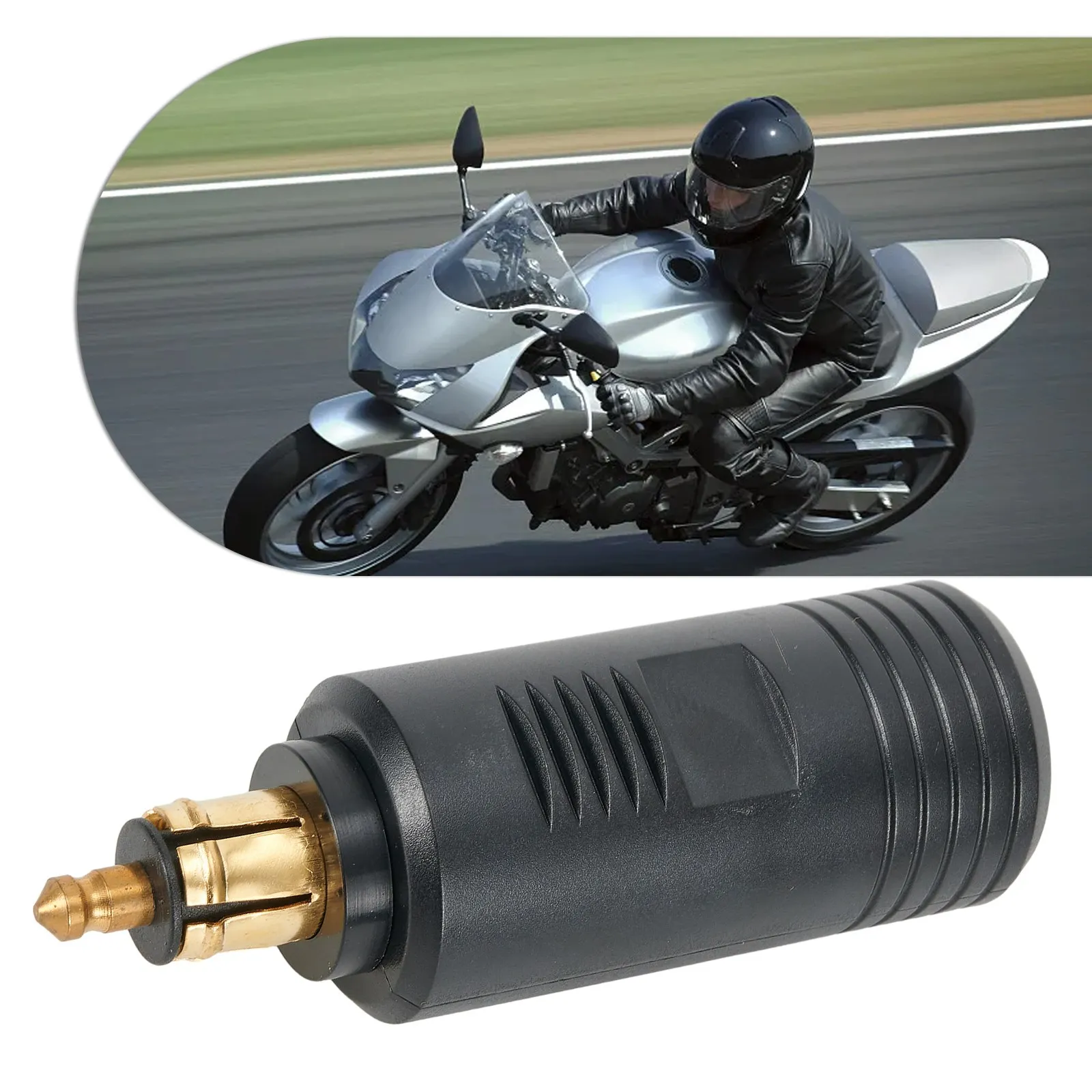 12V-Motorcycle-DIN-Socket-Cigarett-Lighter-Adapter-Connector-ABS-Copper ...