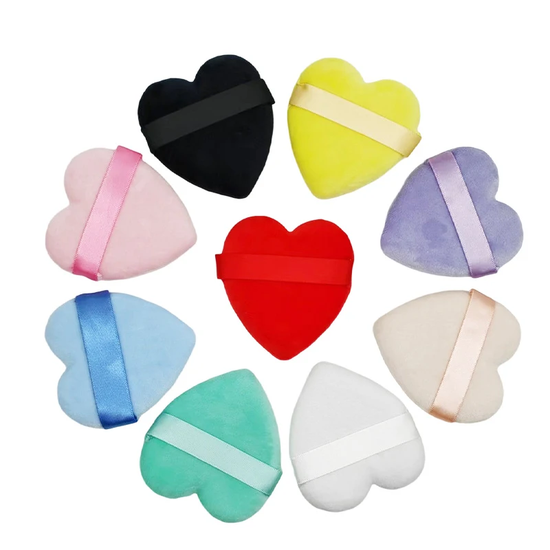 2pcs/10pcs Triangle Heart Shape Velvet Powder Puff For Face Makeup ...