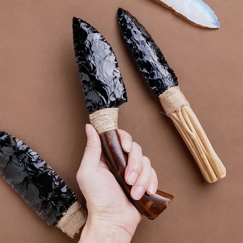 Natural obsidian stone handcrafted knife ornament and home decoration ...