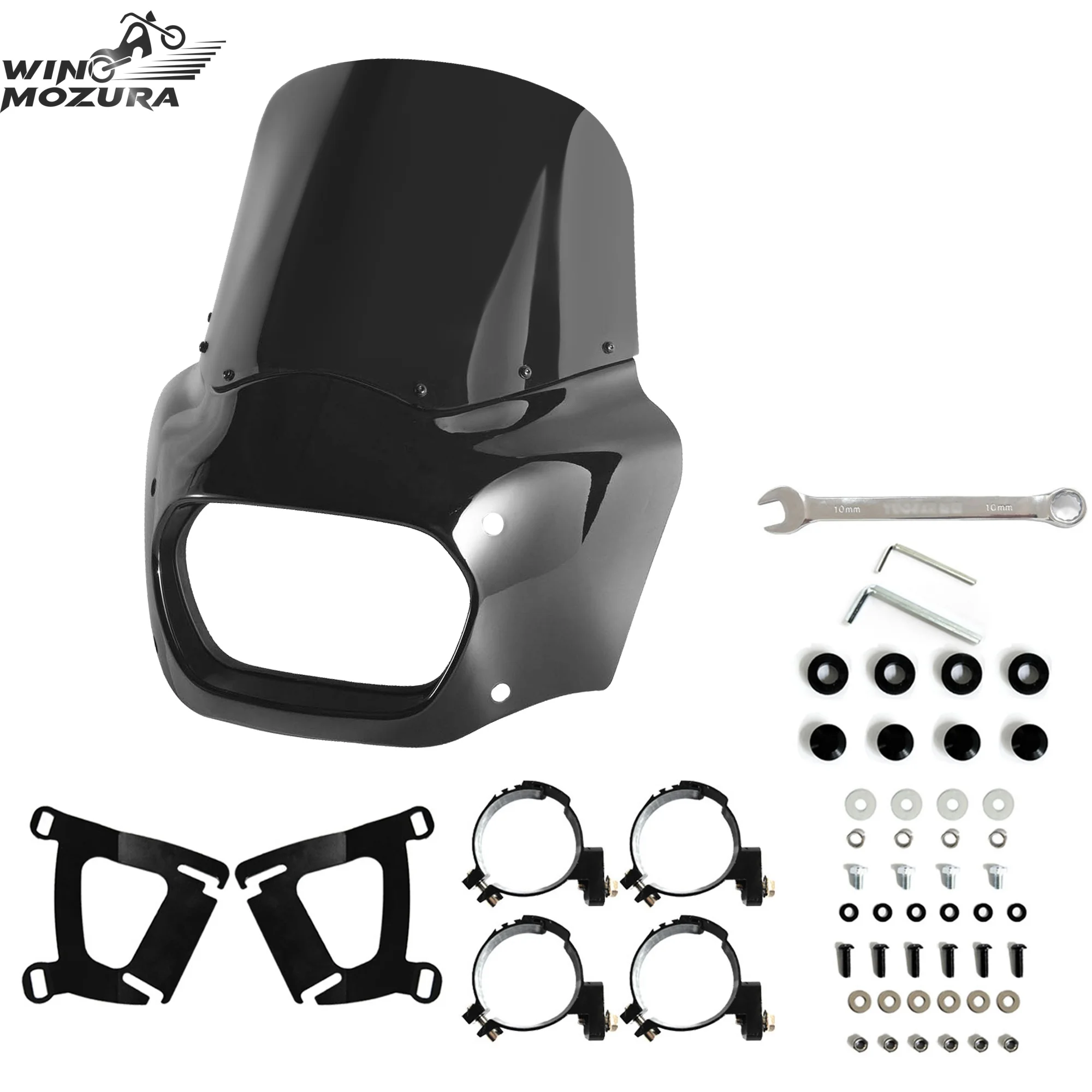11" Windshield Fat Bob Fairing Motorcycle Front Fairing For Harley ...