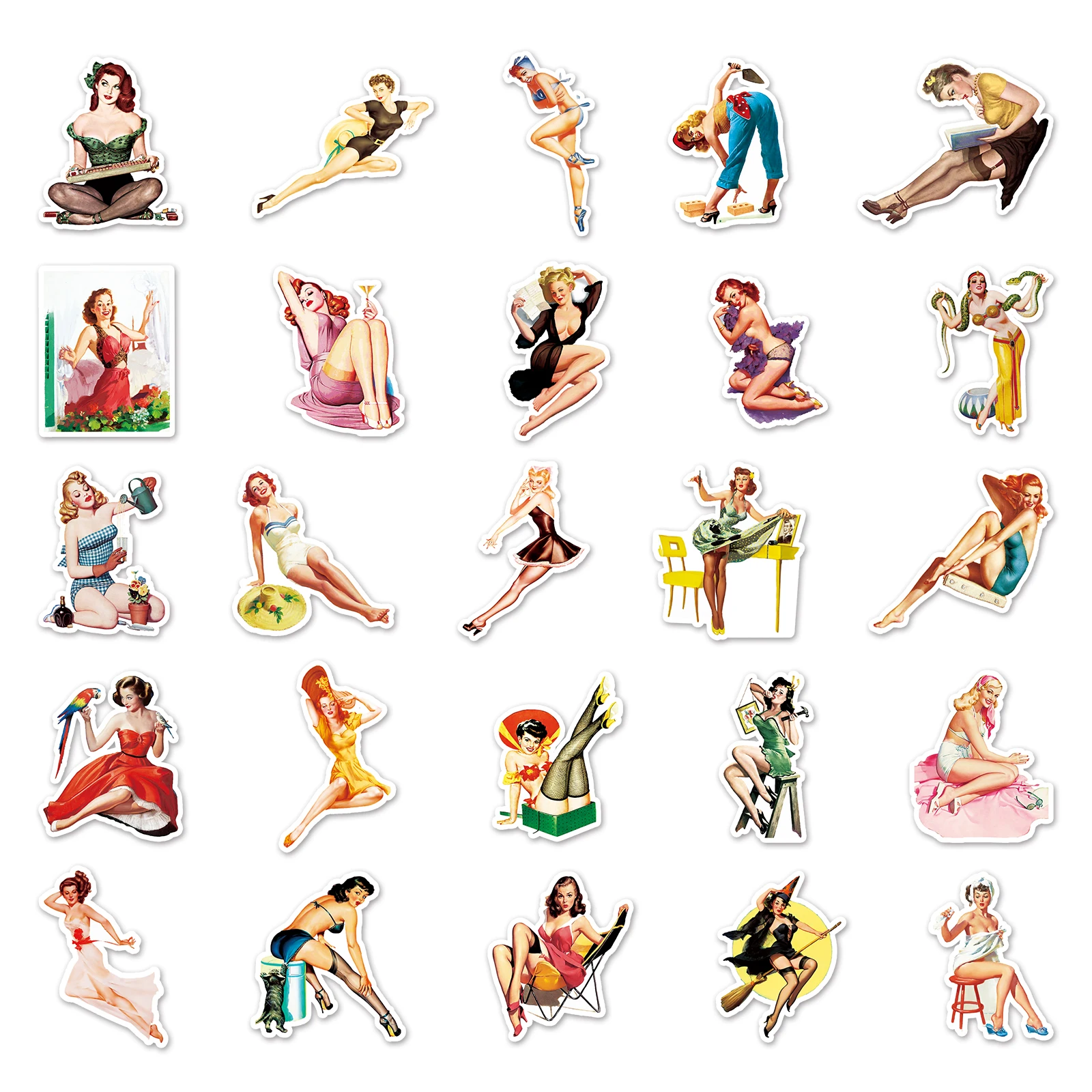 50 Piece Pin-up Model Stickers Waterproof DIY For Phones Laptop Car ...