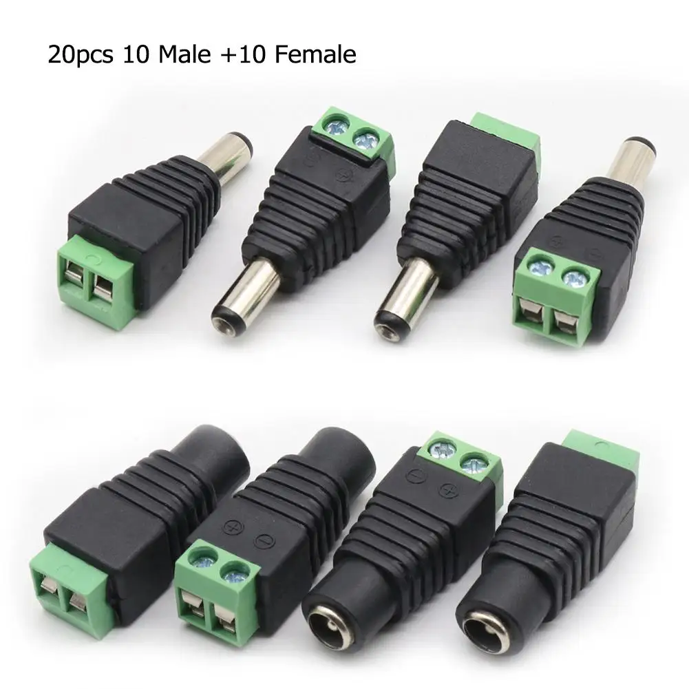 20 Pcs 10 Pairs Of Green Plugs For 10 m+10 m Dc Head 5.5*2.1 Mm Power ...