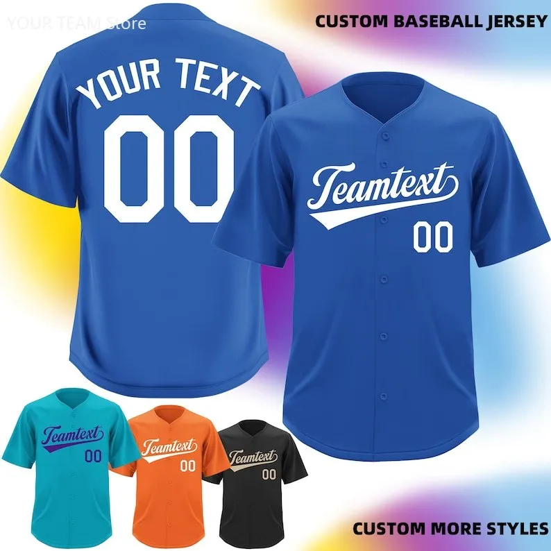 Custom Embroidered Baseball Jerseys Personalized Text and Numbers Solid ...