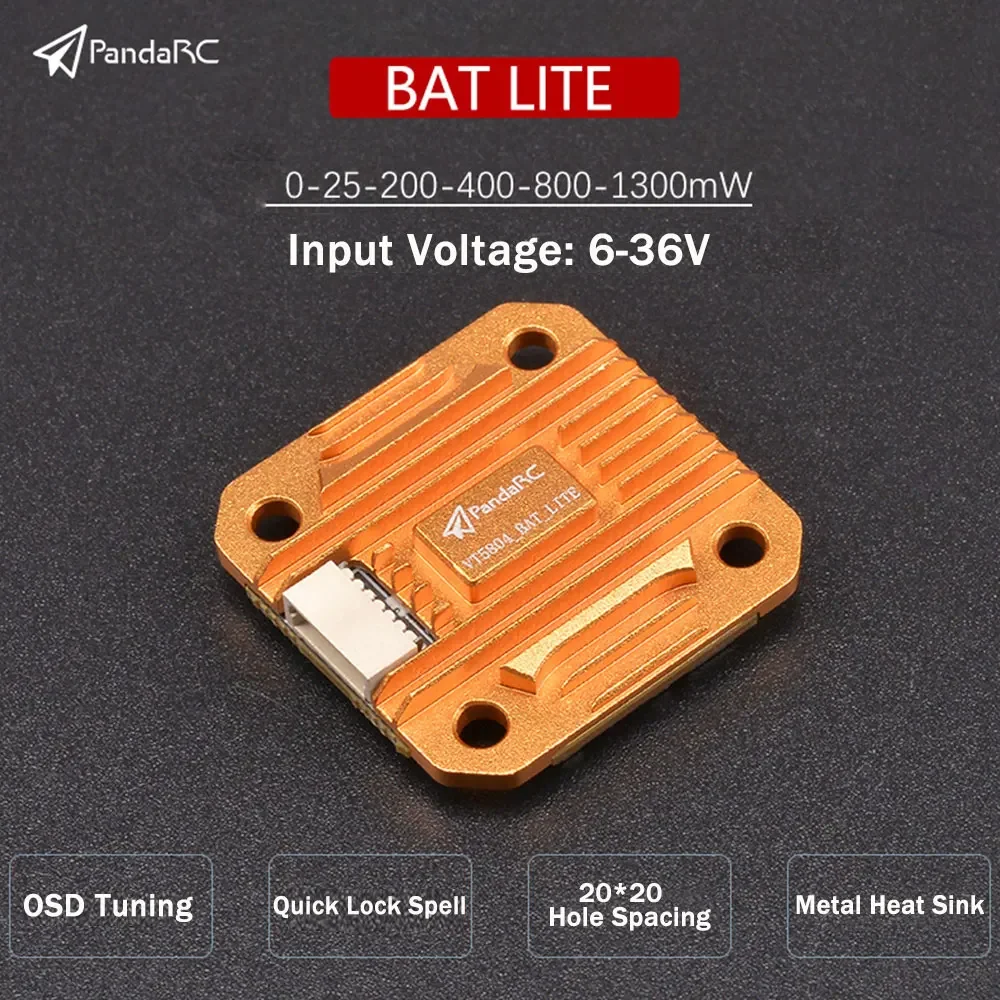 PandaRC-VT5804-BAT-LITE-40CH-1300mW-Adjustable-OSD-FPV-VTX-6-36V ...