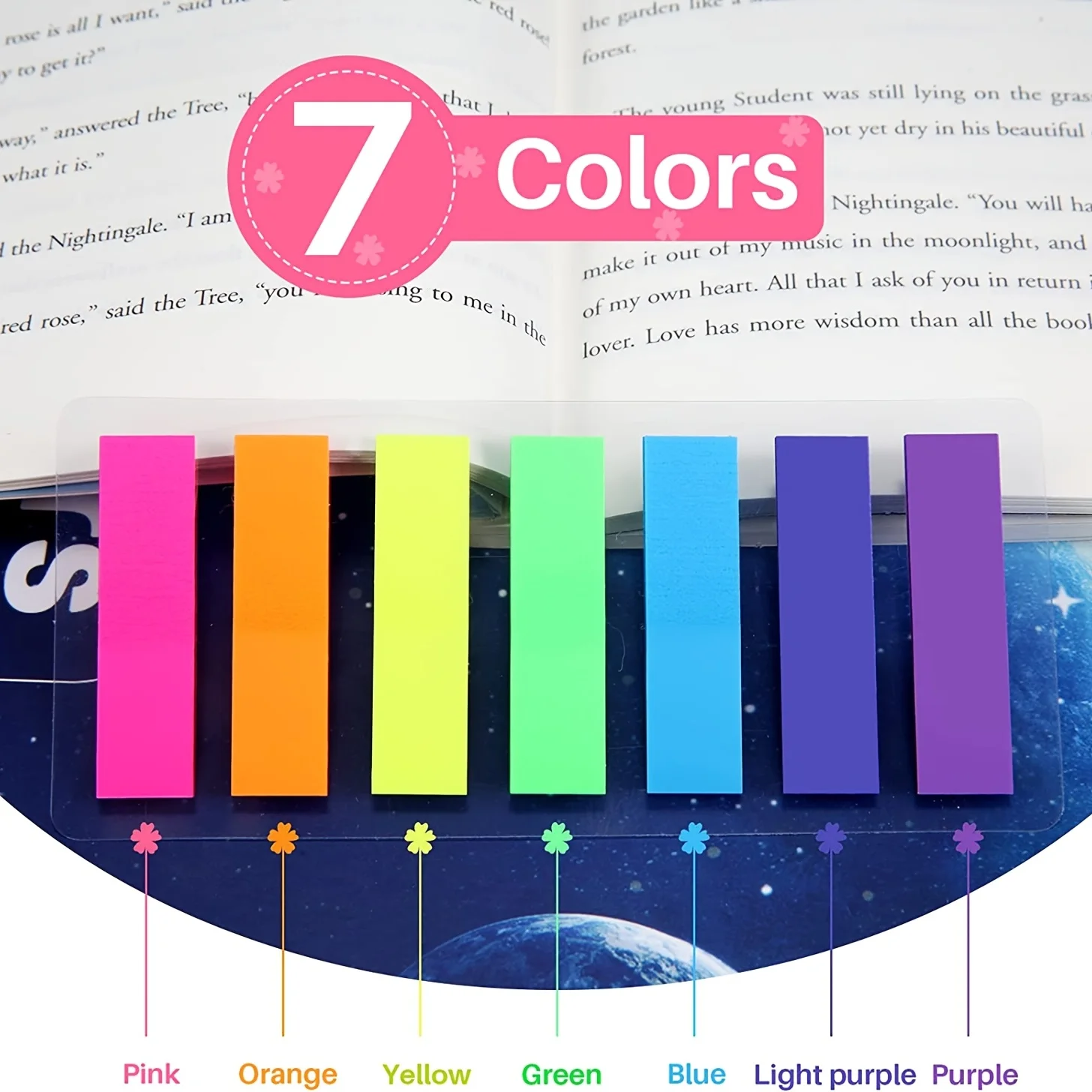 140 Pcs Sticky Notes Flags 7 Color Tabs Index Flag Bright Colors Page ...