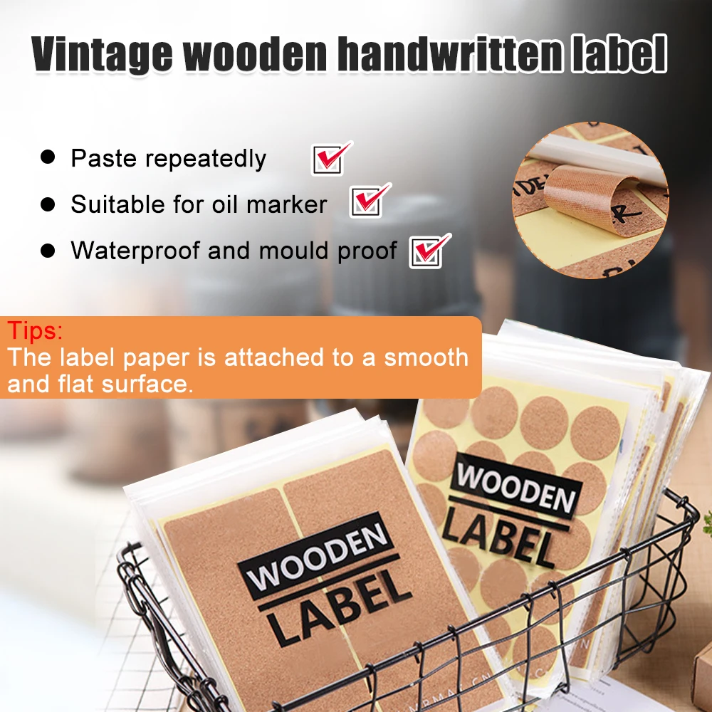 Handwritten-Label-Wooden-Retro-Stickers-Craft-Kitchen-Bottle-Jars ...