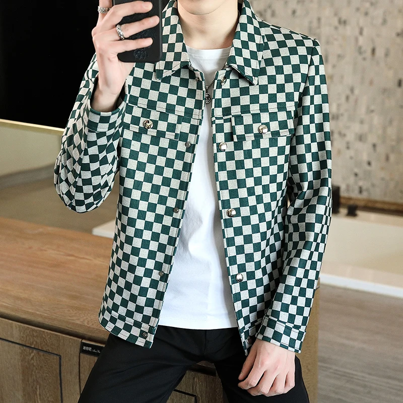 New-2024-Spring-Autumn-Men-s-Plaid-Casual-Jackets-Slim-Fit-Single ...
