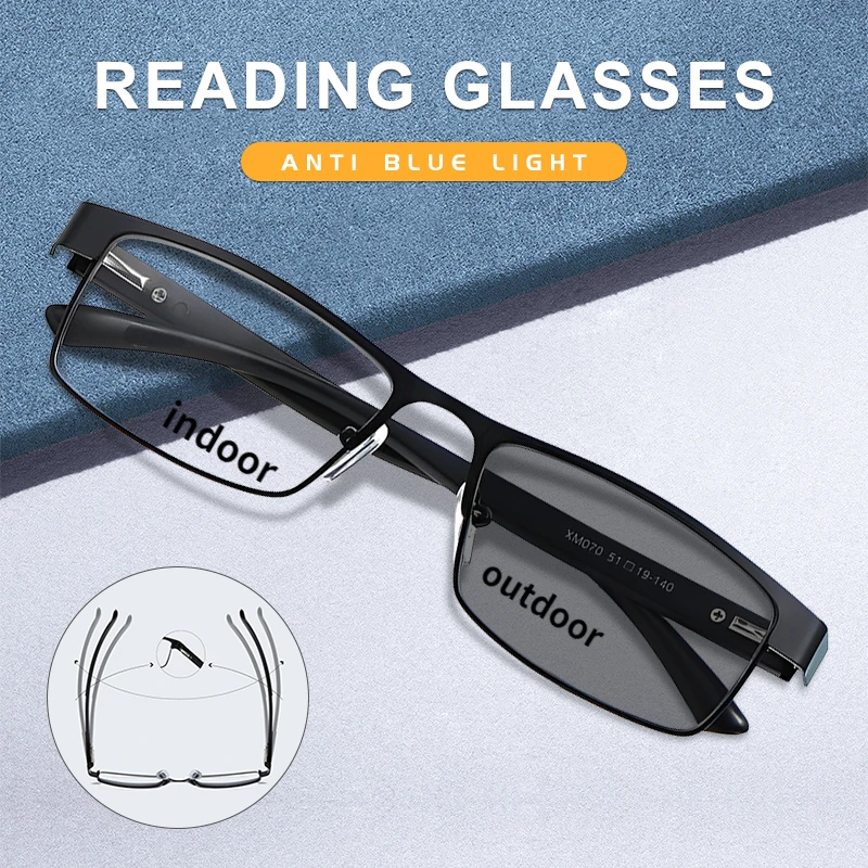 2023 Men's Reading Glasses Metal Frame HD Anti Blue Sunglasses Women's ...
