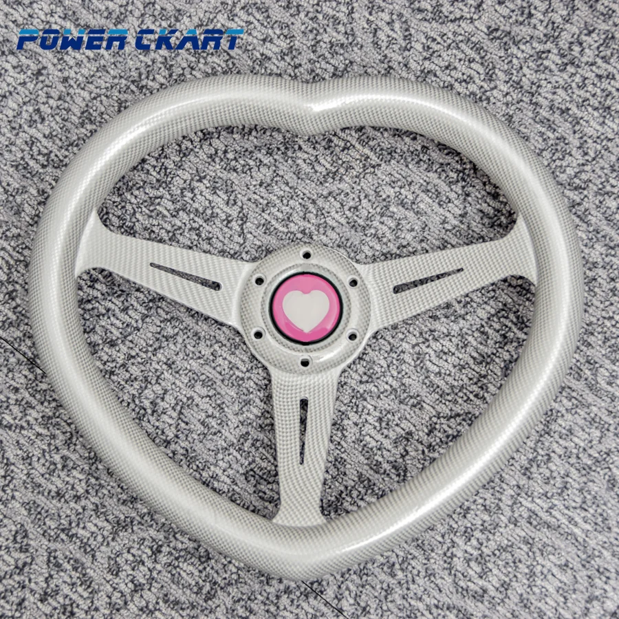14inch-JDM-Racing-Sport-Deep-Corn-Heart-Steering-Wheel-White-Carbon ...