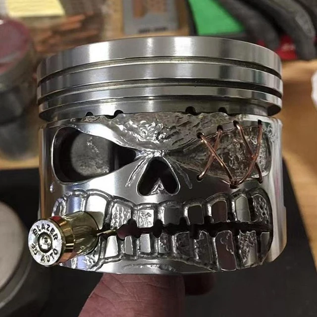 Skull Piston Carving
