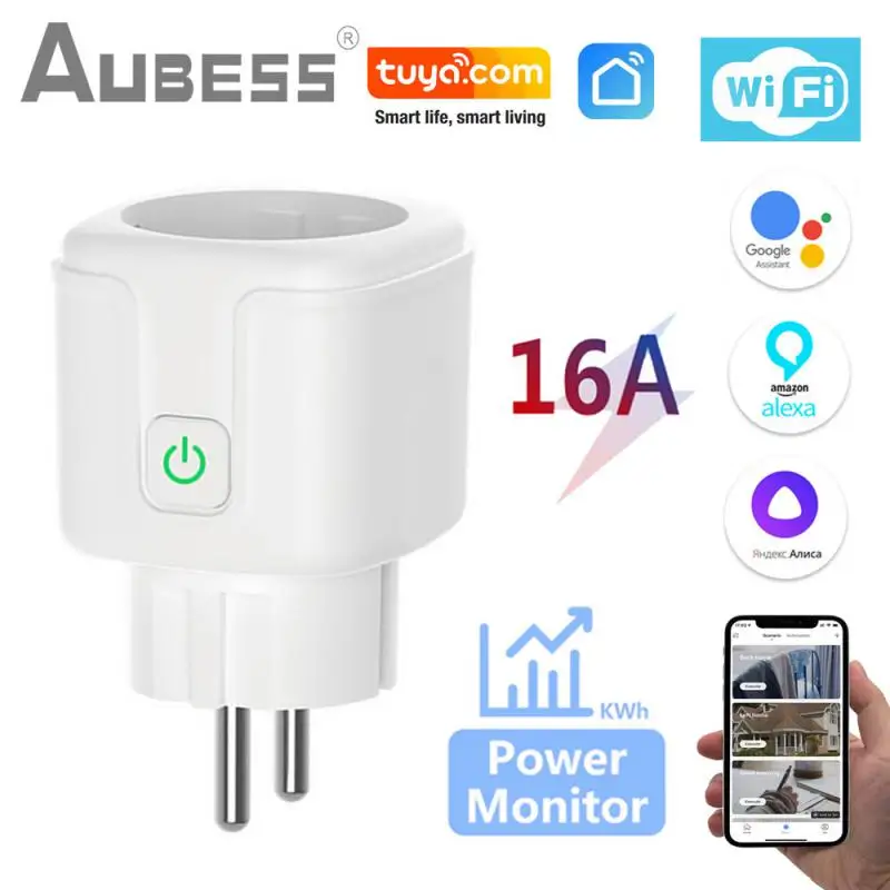 Aubess Smart Socket EU 16A/20A AC100 240V Wifi Smart Plug Power Outlet, Alexa Google Home Voice ...