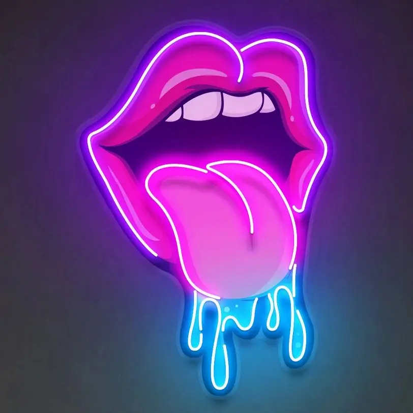 Lips With Tongue Neon Sign, Rock And Roll Neon Sign, Lips With Tongue ...