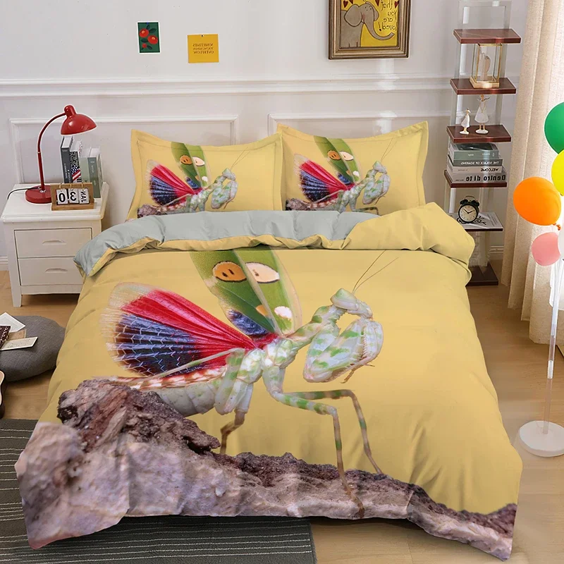 Green Praying Mantis Duvet Cover King Queen Size Insect Theme Bedding ...