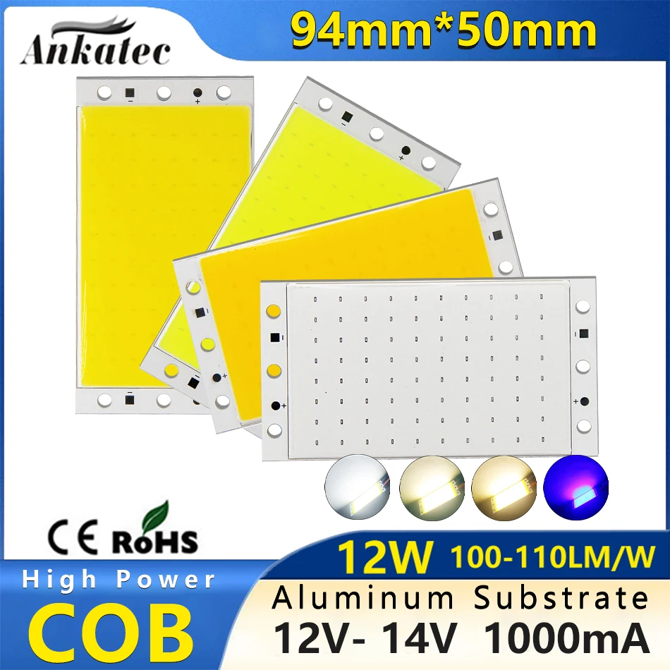 12W-1000mA-DC-12V-14V-LED-Face-Light-Panel-COB-High-Power-Beads ...