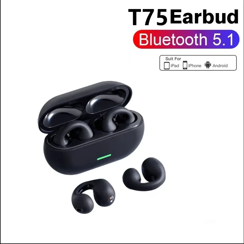 T75-Ear-Clip-Bluetooth-Headphones-Bone-Conduction-Earphones-Wireless ...