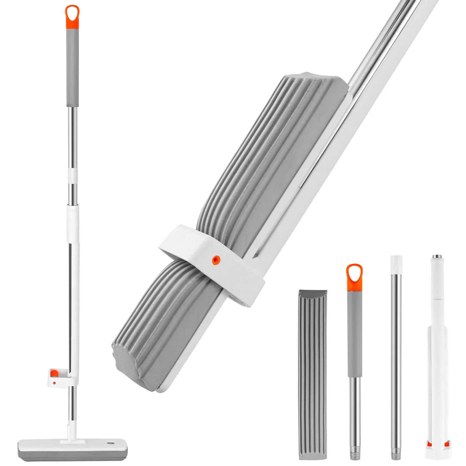 Squeeze-Mop-Self-Draining-Sponge-Mop-with-2Pcs-Sponge-Head-Hand-Free ...