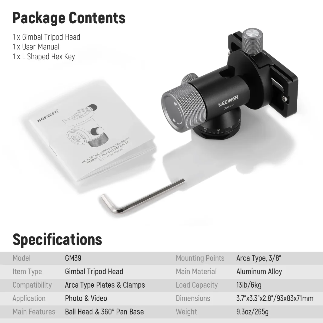 NEEWER-Gimbal-Head-for-Monopod-Tripod-Long-Telephoto-Lenses-Metal-Low ...