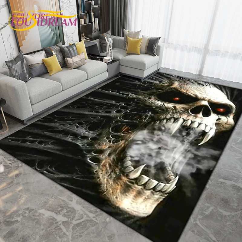 Horror Skull Art Area Rug,Carpets for Living Room Bedroom Decoration ...