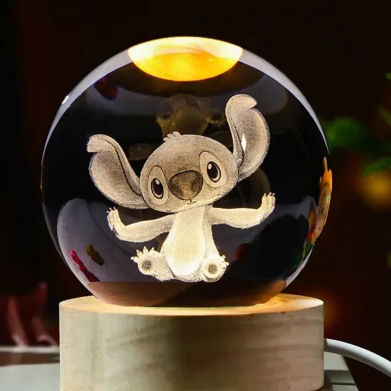 3D Stitch Crystal Ball Cartoon Moon Galaxy Crystal Spheres Light Glass ...