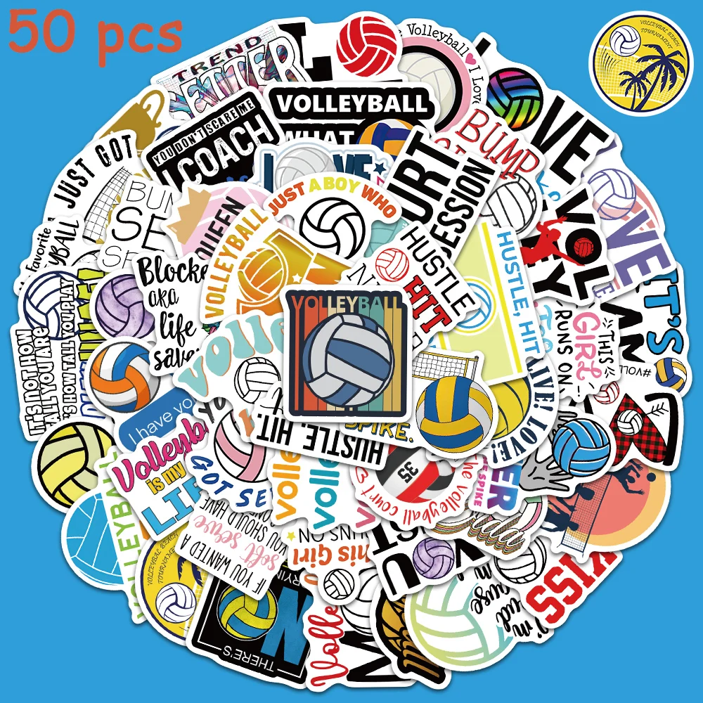 50pcs-Sports-Volleyball-Stickers-Waterproof-Vinyl-Water-Bottles-Guitar ...