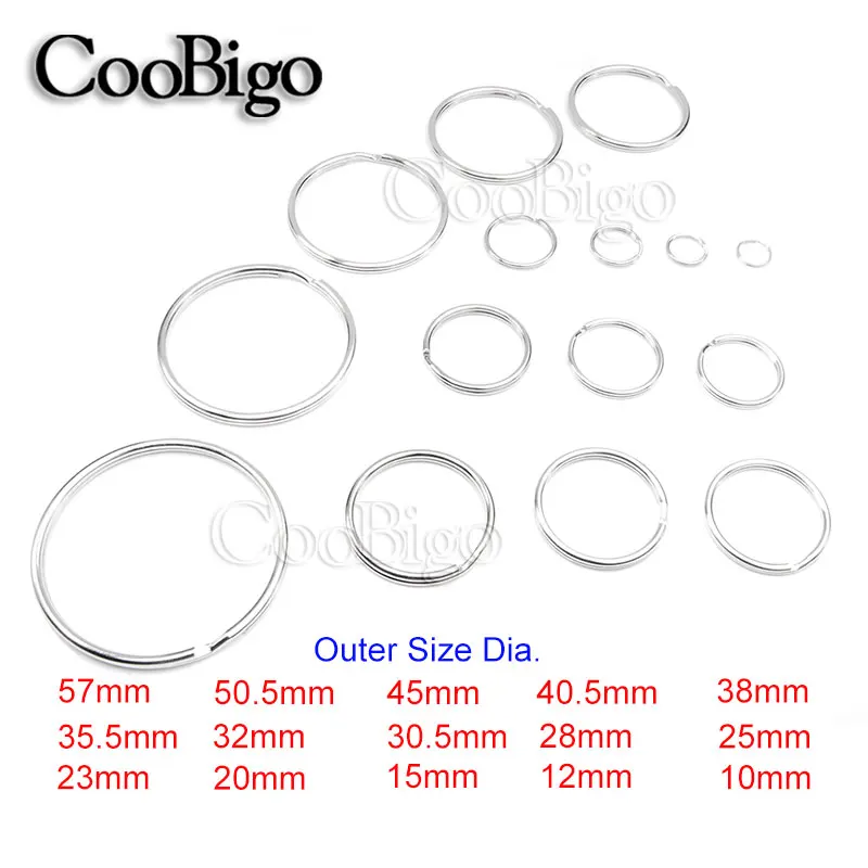 스플릿 링 더블 루프 키링 키 체인 홀더 후크 커넥터 20 개, DIY 가죽 가방 공예 하드웨어 솔리드 메탈 10 57mm ...