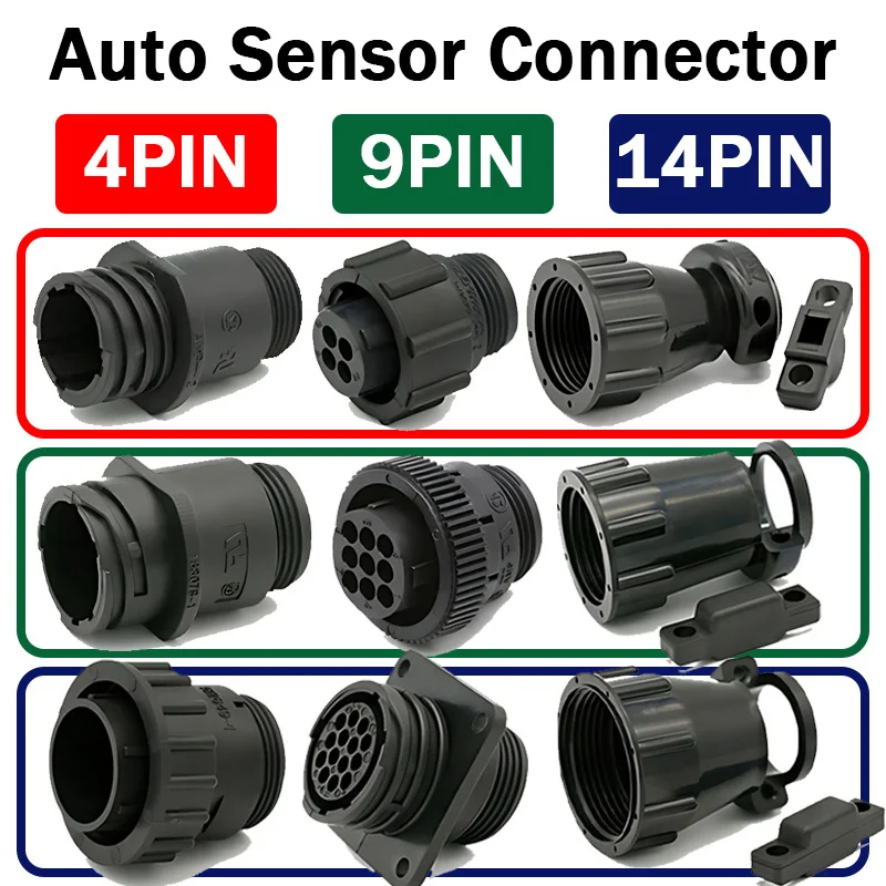 AMP-TE-4-9-14-Pin-SMT-SMEMA-Auto-sensor-plug-Aviation-Wiring-Black ...